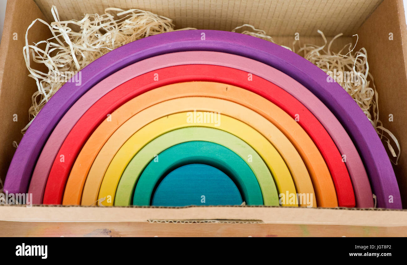 Waldorf Rainbow Game made of wood Stock Photo - Alamy