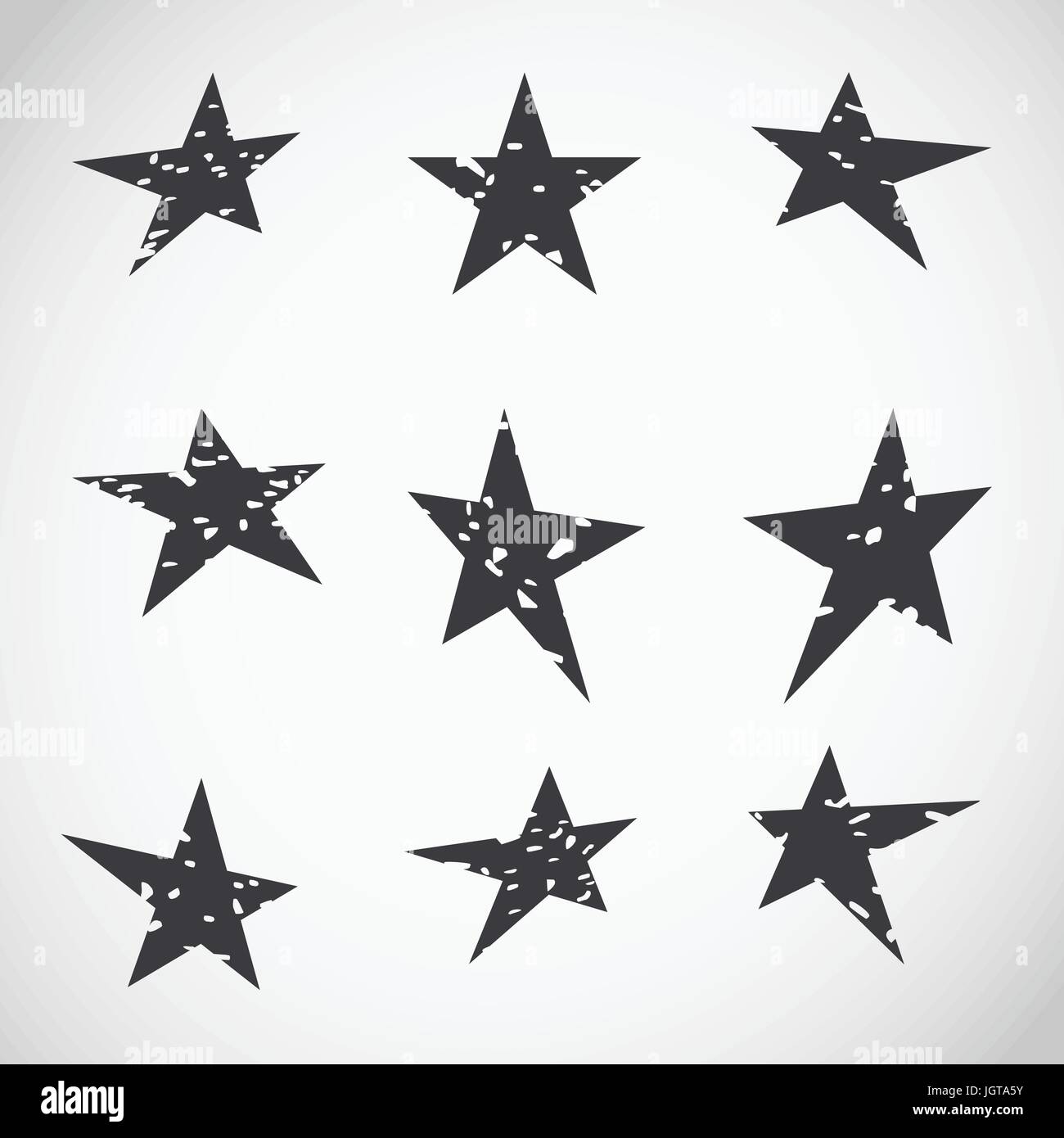 Cracked black grunge stars collection on vignette Stock Vector Image ...