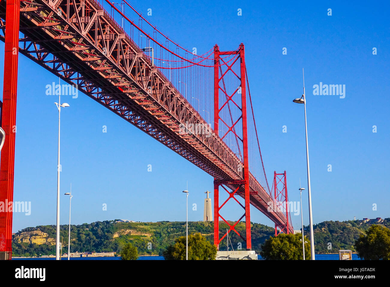 25th April Bridge over River Tagus in Lisbon aka Salazar Bridge Stock ...