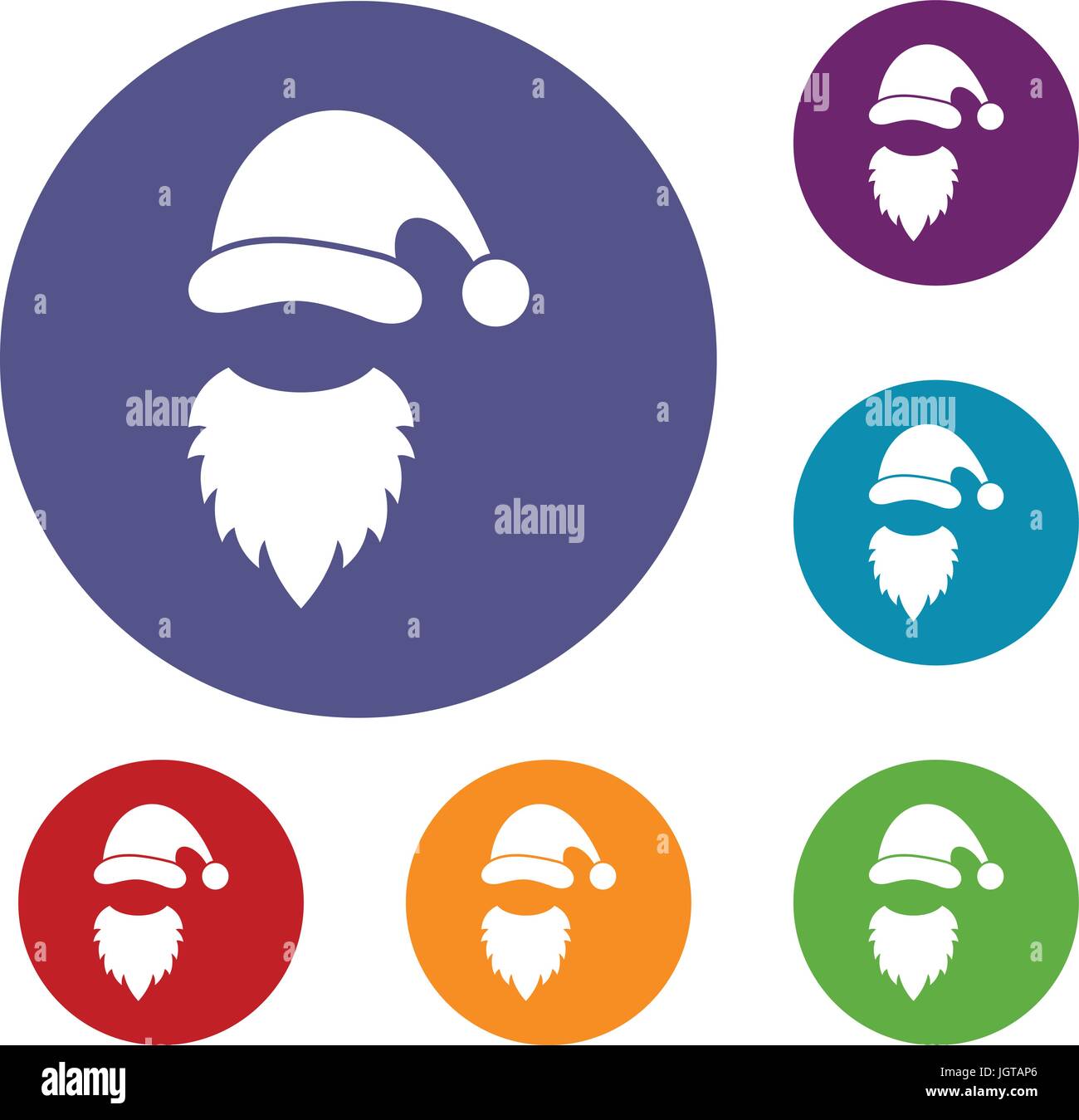 Cap with pompon of Santa Claus and beard icons set Stock Vector Image ...