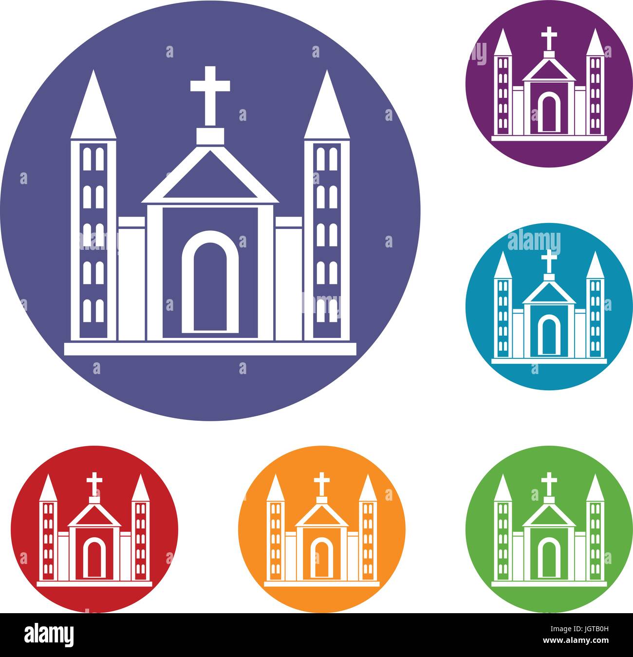 Christian catholic church building icons set Stock Vector Image & Art ...