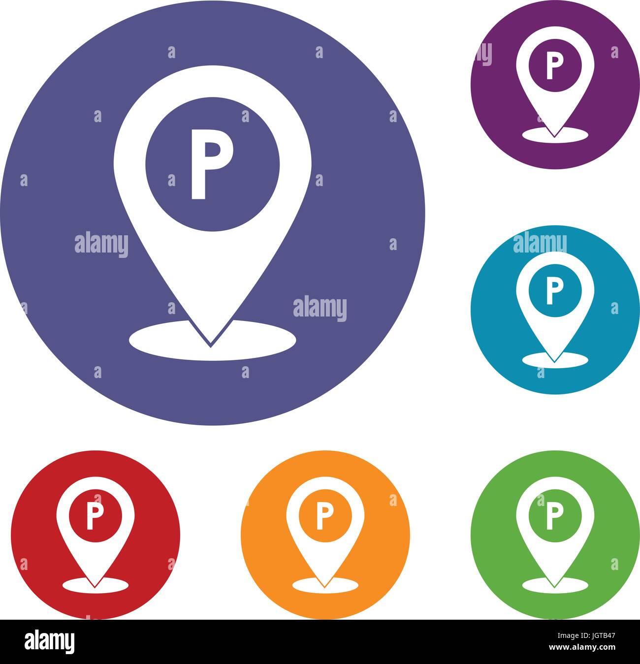 Map pointer with car parking sign icons set Stock Vector Image & Art ...