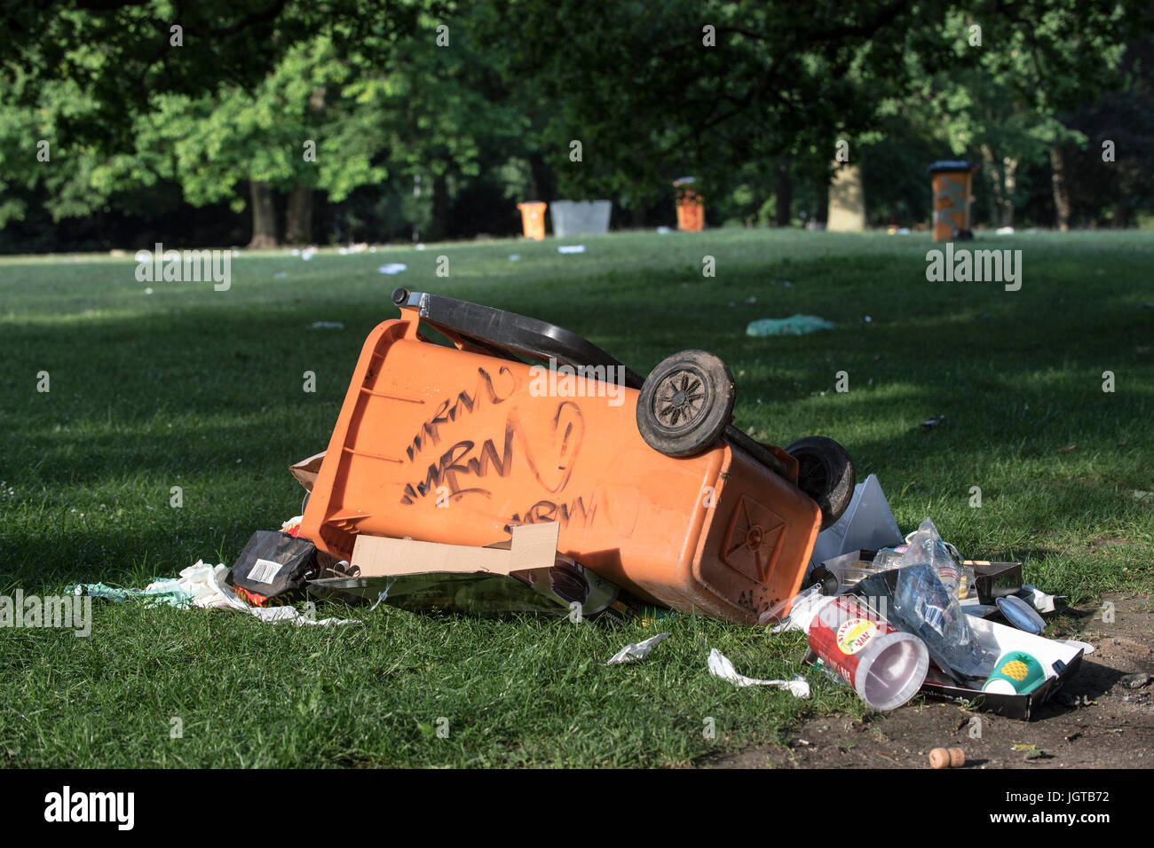 trash clean up after a big event Stock Photo - Alamy