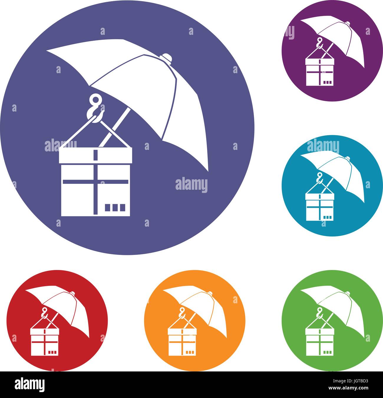 Umbrella and a cardboard box icons set Stock Vector Image & Art - Alamy