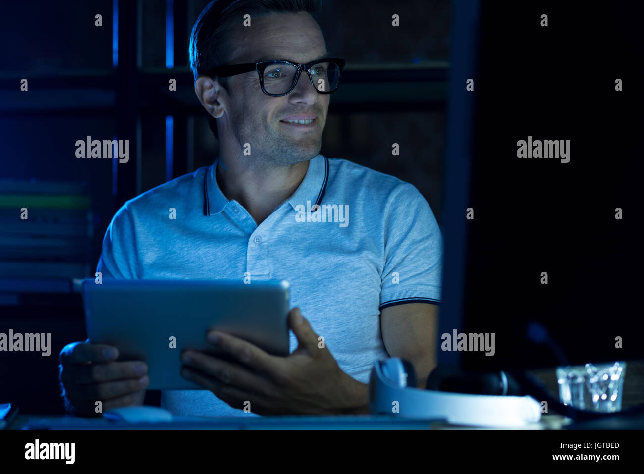 Savvy thoughtful man using hi-res stock photography and images - Alamy