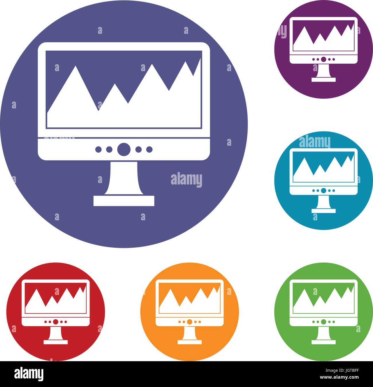 Monitor and a chart icons set Stock Vector Image & Art - Alamy