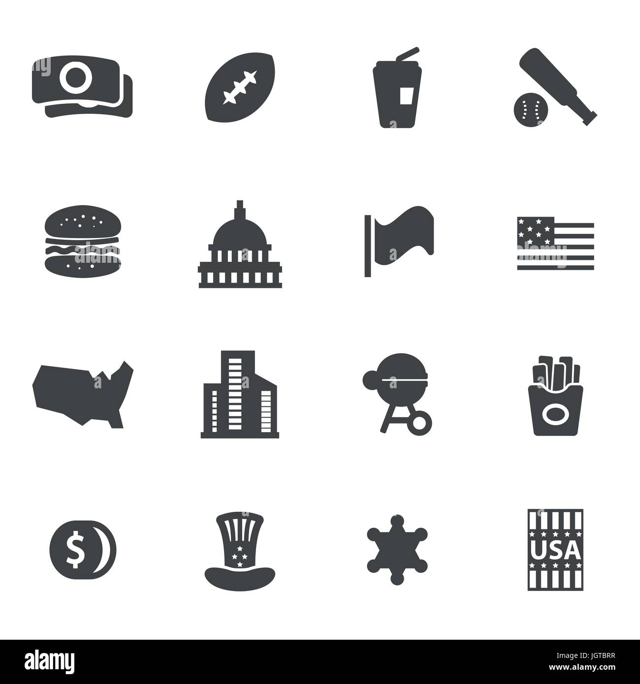 Vector black usa icons set on white background Stock Vector Image & Art ...