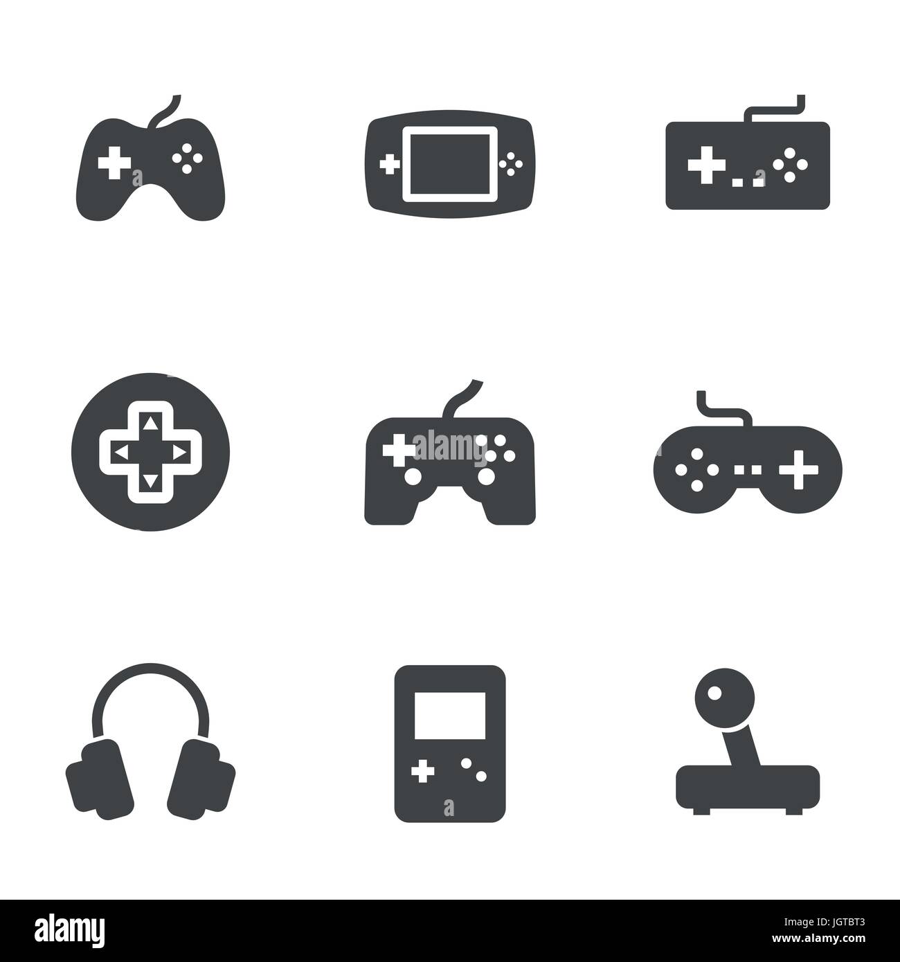 Vector black video game icons set on white background Stock Vector ...