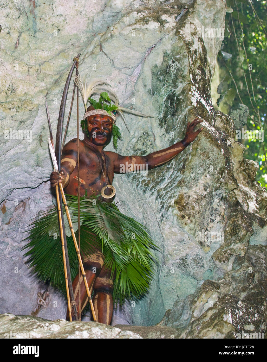 NEW GUINEA, INDONESIA - 13 JANUARY: Warriors tribe Yaffi in war paint ...