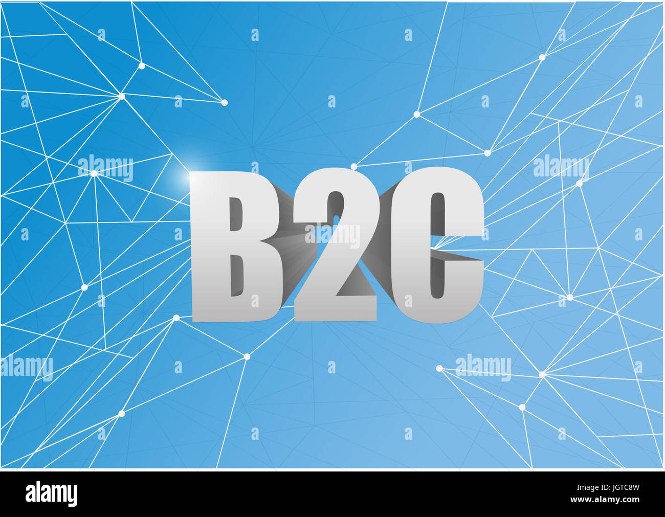 b2c business to customers sign over a blue abstract tech background ...
