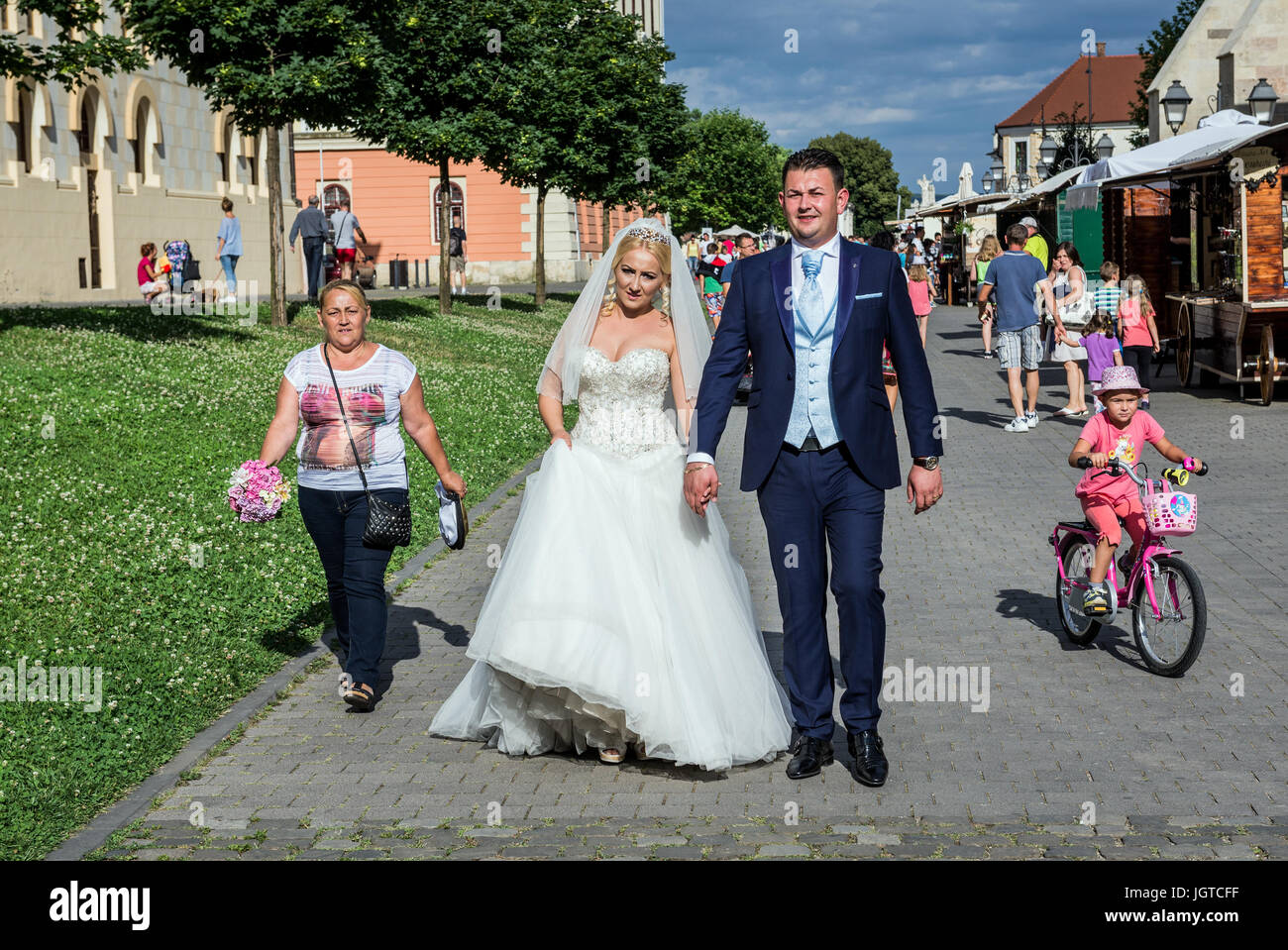Wedding couple in Alba Carolina Fortress in Alba Iulia city located in ...