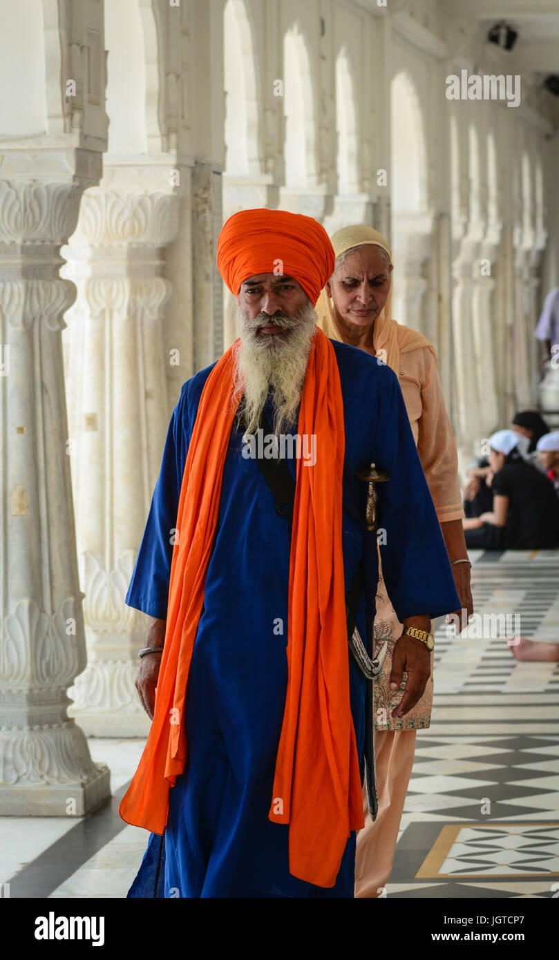 Amritsar, India - Jul 25, 2015. Sikh people in traditional clothes ...