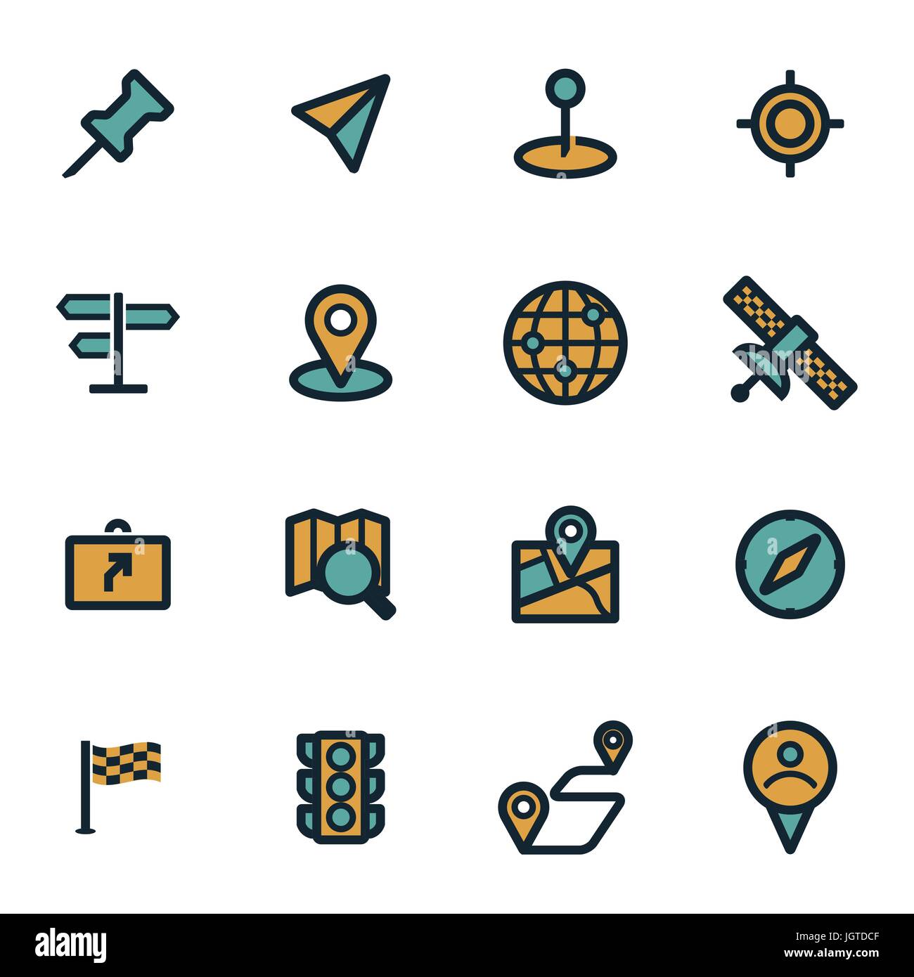 Vector flat navigation icons set on white background Stock Vector Image ...