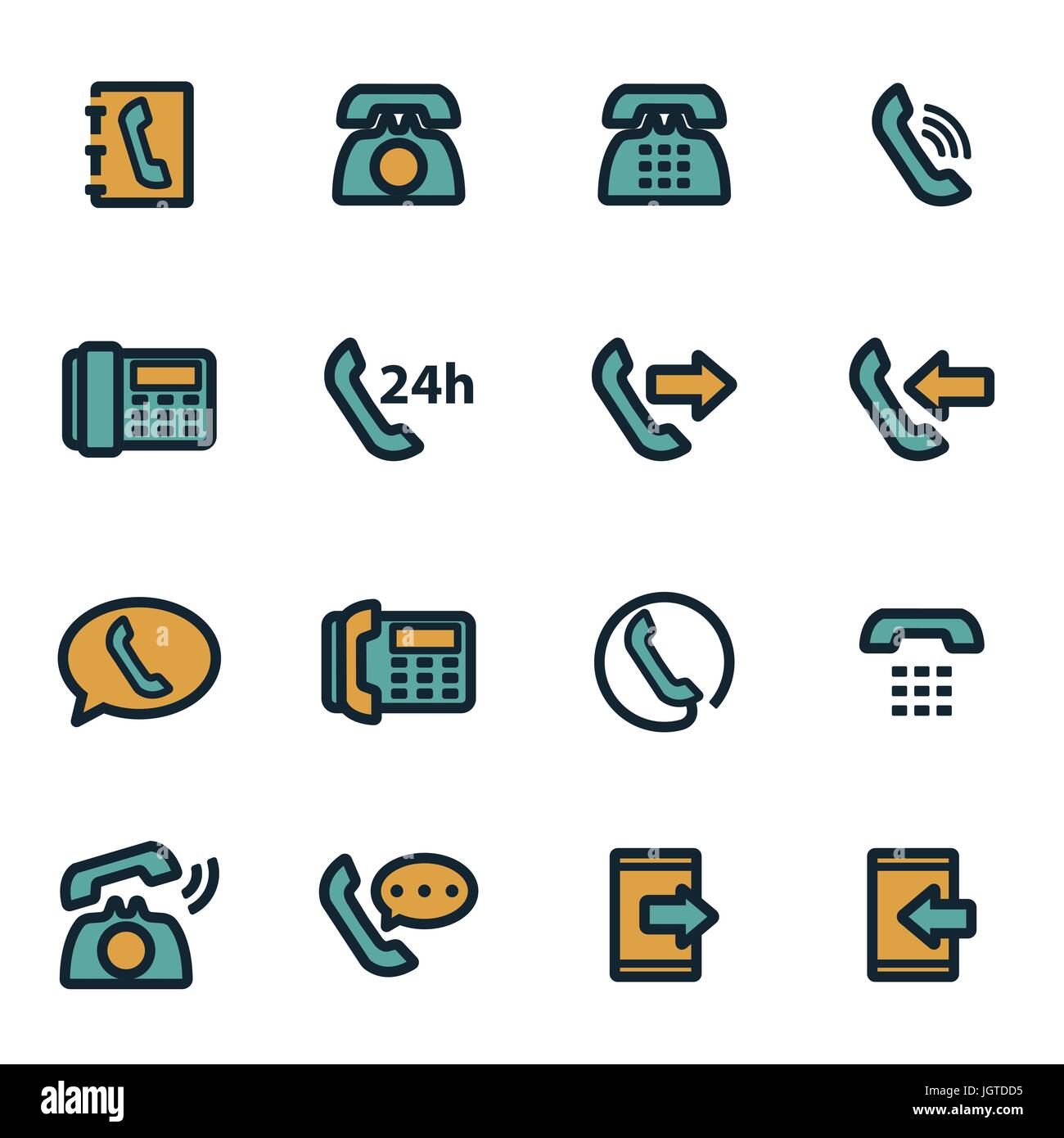 Vector flat telephone icons set on white background Stock Vector Image ...