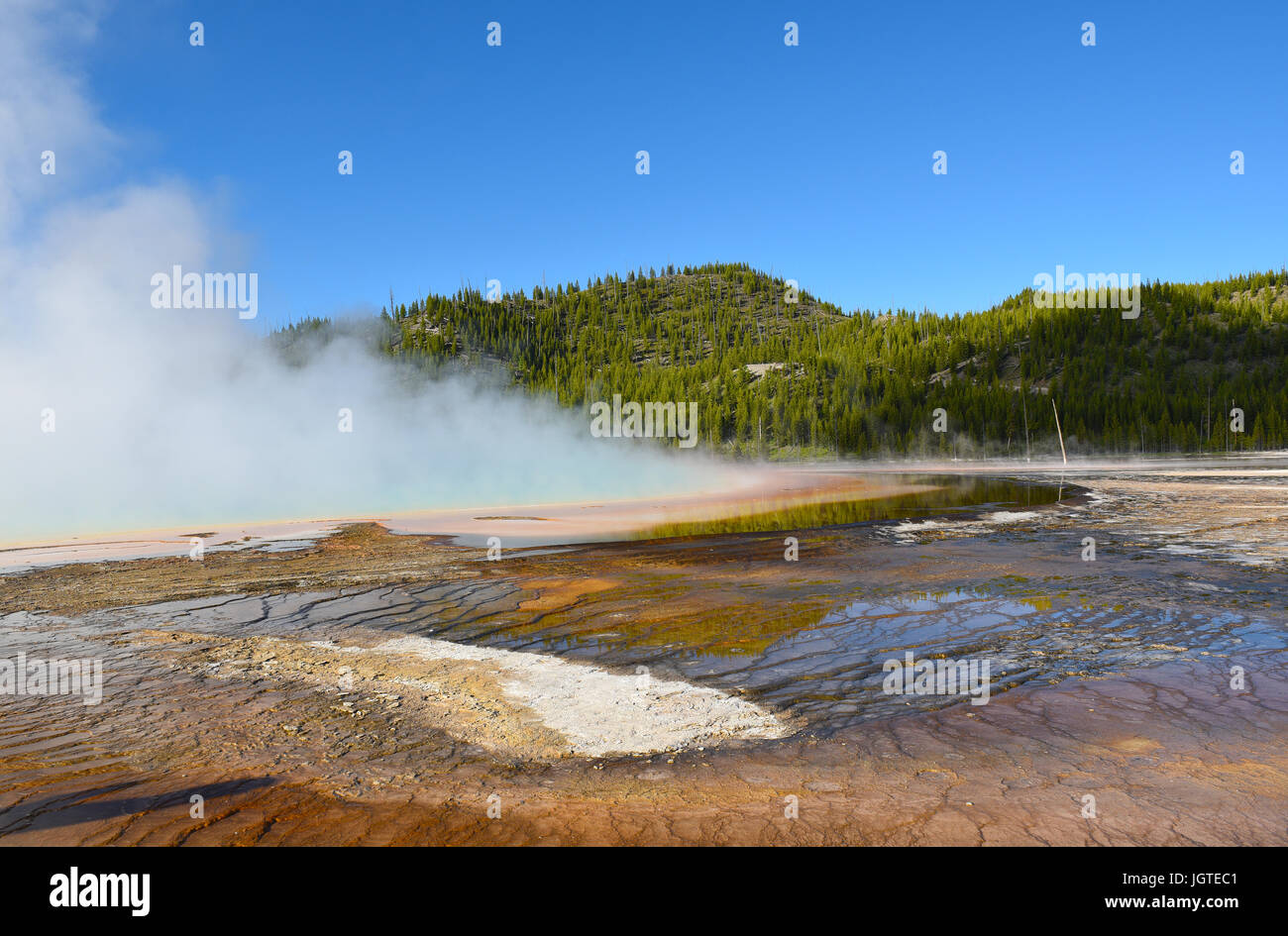 Grand Prismatic Spring, at Midway Geyser Basin, in Yellowstone National ...