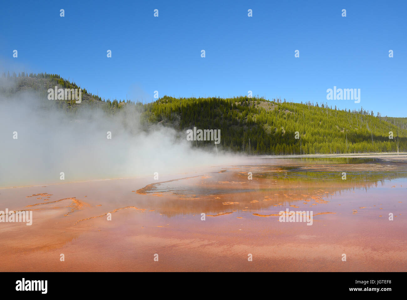 Grand Prismatic Spring, at Midway Geyser Basin, in Yellowstone National ...
