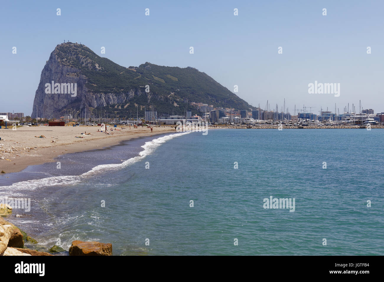 Gibraltar's famous Rock, seen from La Linea in Spain Stock Photo - Alamy