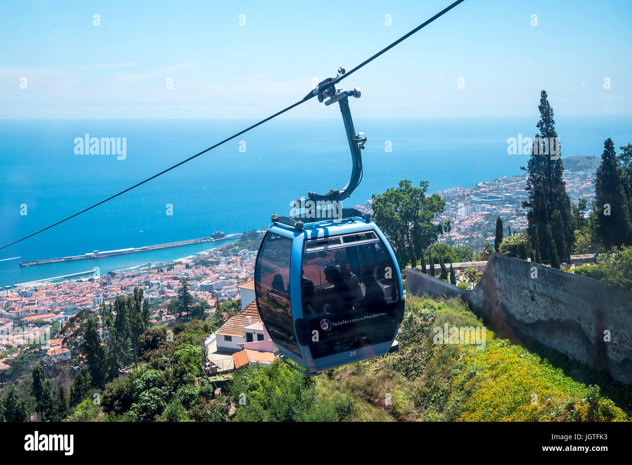 Cable Car from sea level in Funchal to Monte high above the city on the ...