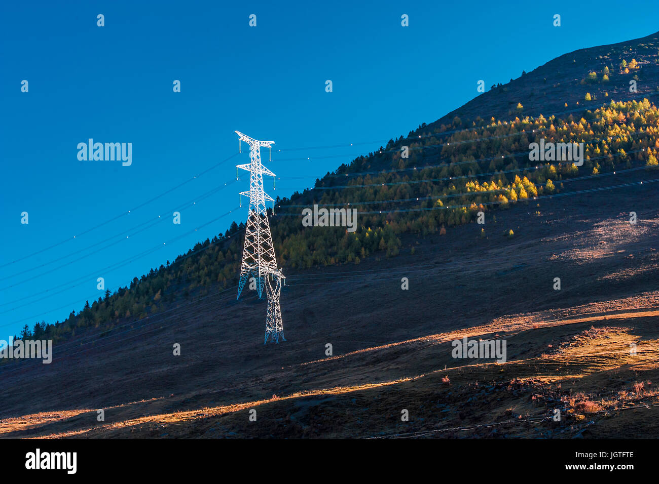 Natural landmark mountain bridge electricity pylon hi-res stock ...