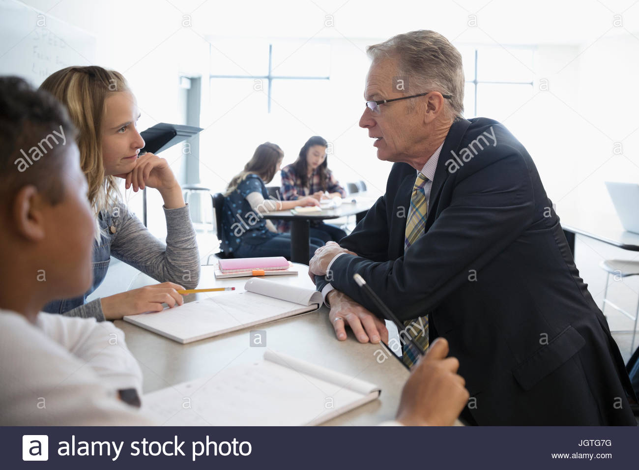 Middle school student talking classroom hi-res stock photography and ...