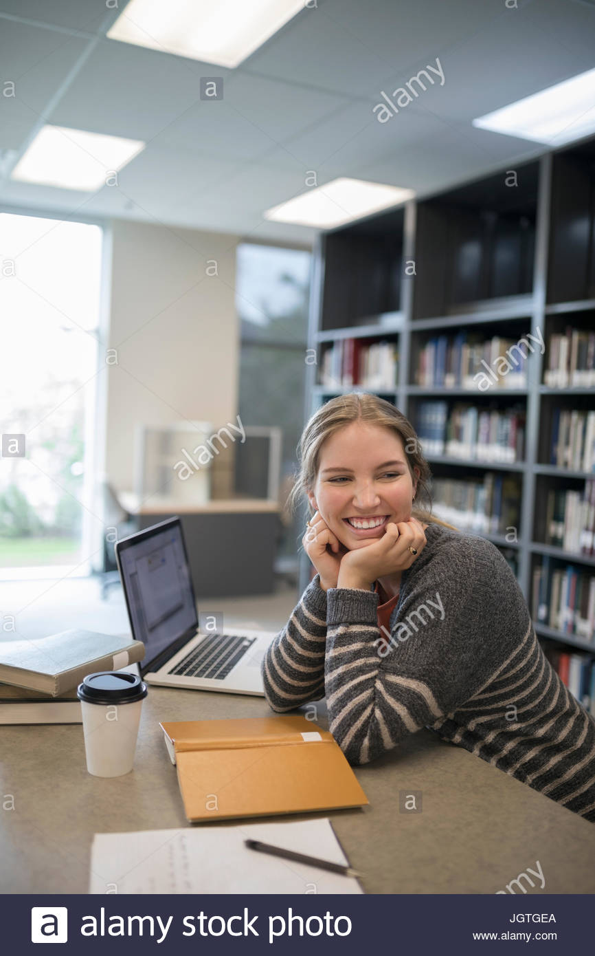 Woman researching on a laptop hi-res stock photography and images - Alamy