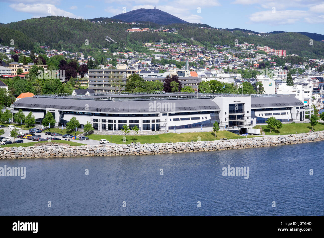 Seaside view of Aker Stadion. The stadium has a capacity of 11,800 ...