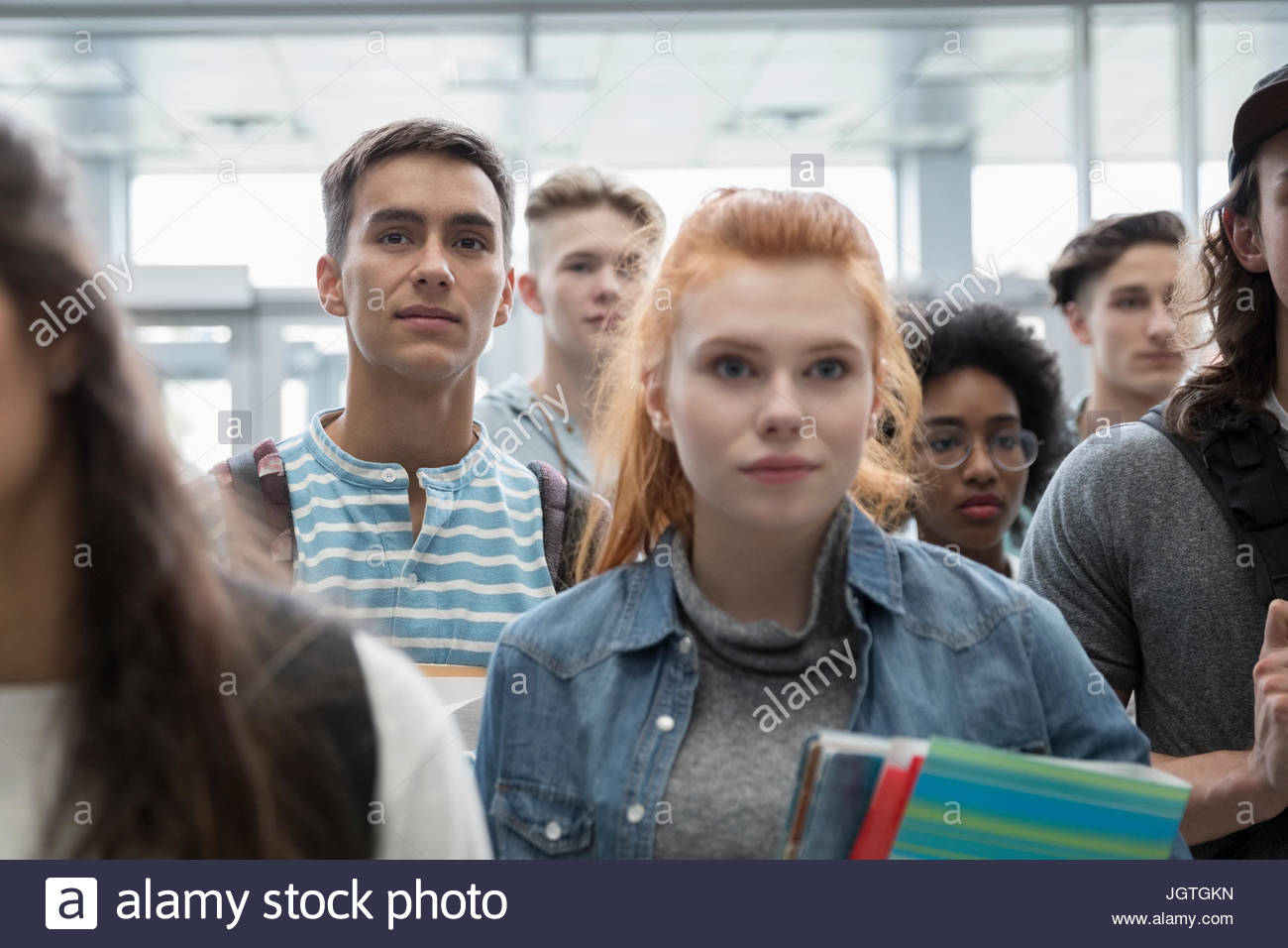 Attentive college students listening Stock Photo - Alamy