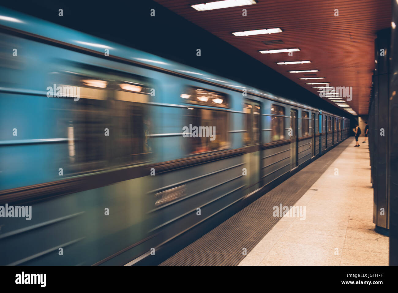 Moving fast metro train in the underground, high speed motion sh Stock ...