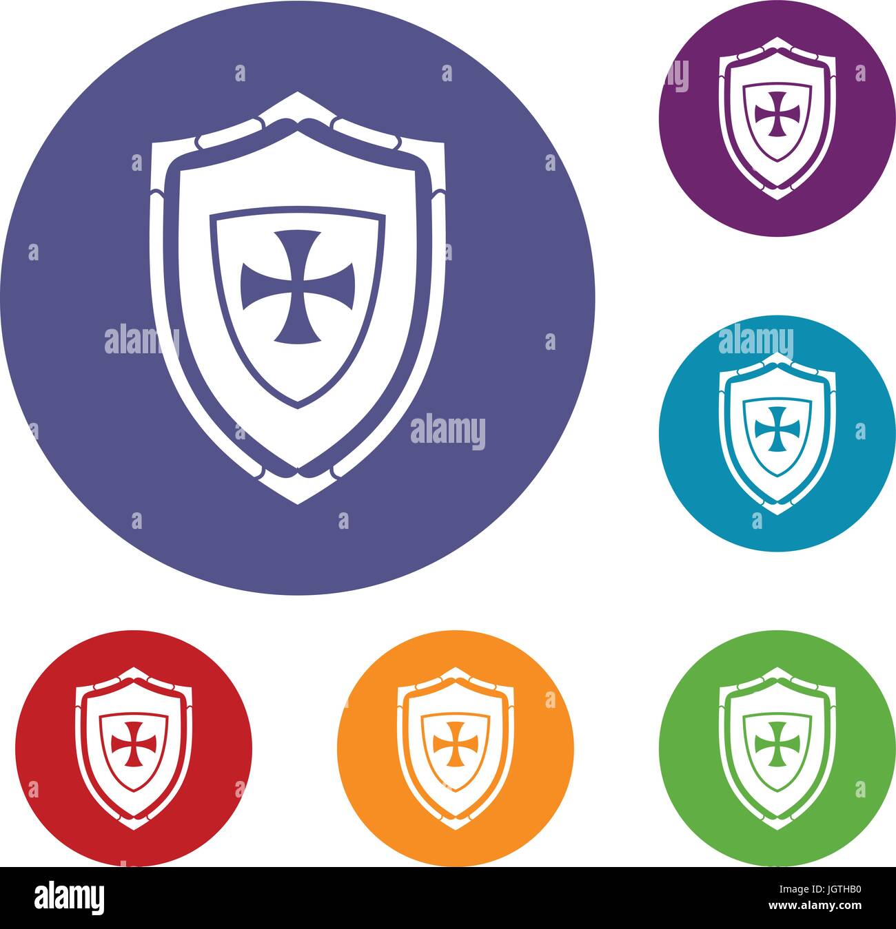 Shield with cross icons set Stock Vector Image & Art - Alamy