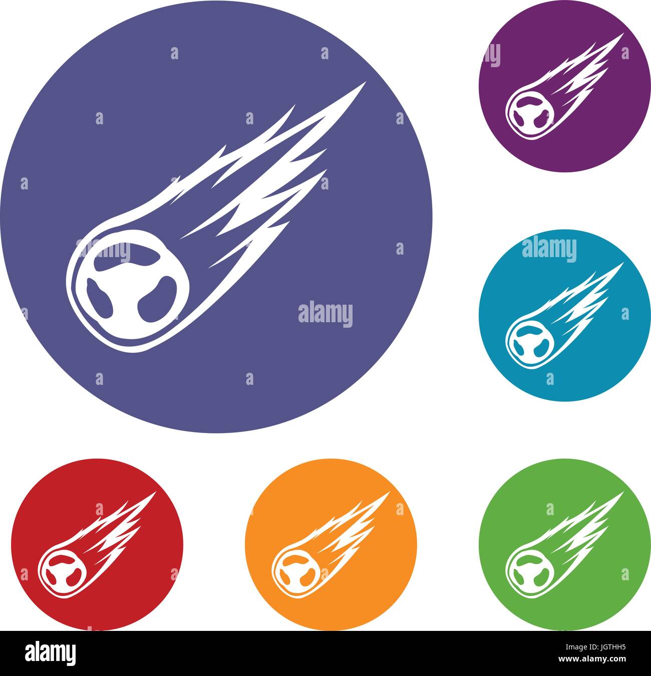 Falling meteor with long tail icons set Stock Vector Image & Art - Alamy