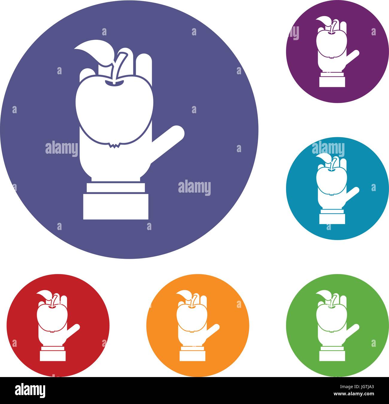 Apple in hand icons set Stock Vector Image & Art - Alamy