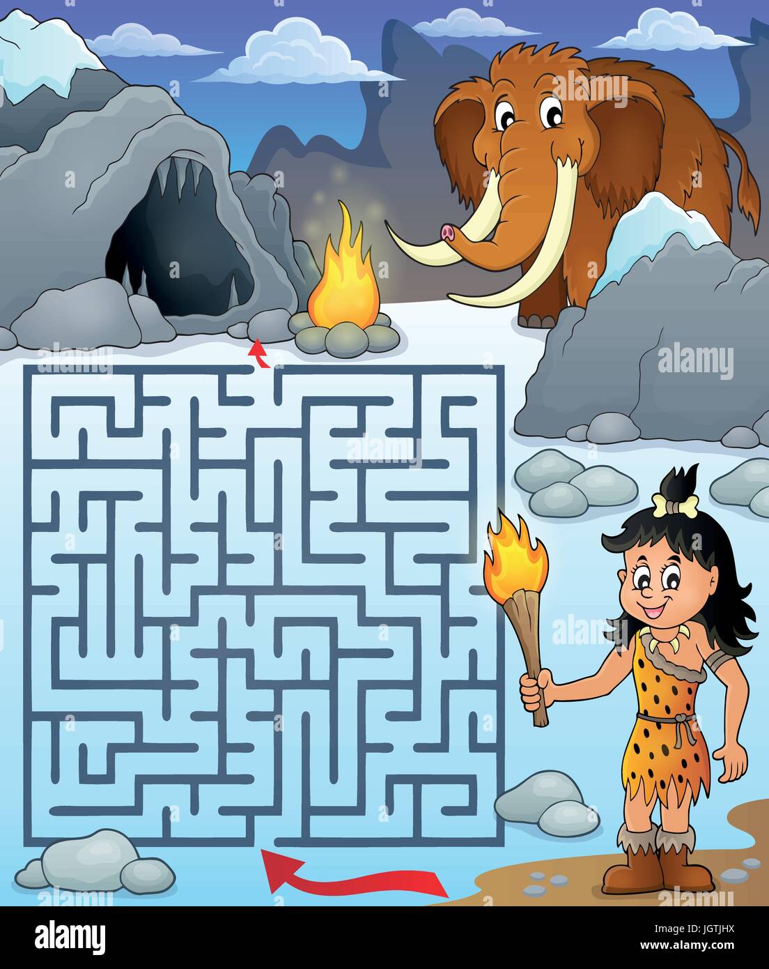 Maze 3 with prehistoric theme 1 - eps10 vector illustration Stock ...