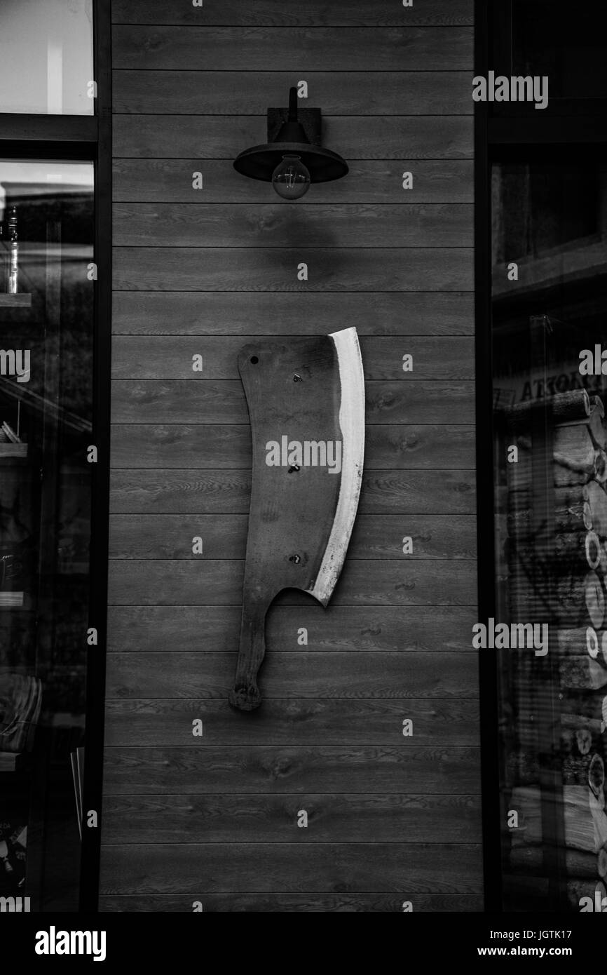 Handmade wood sign Black and White Stock Photos & Images - Alamy