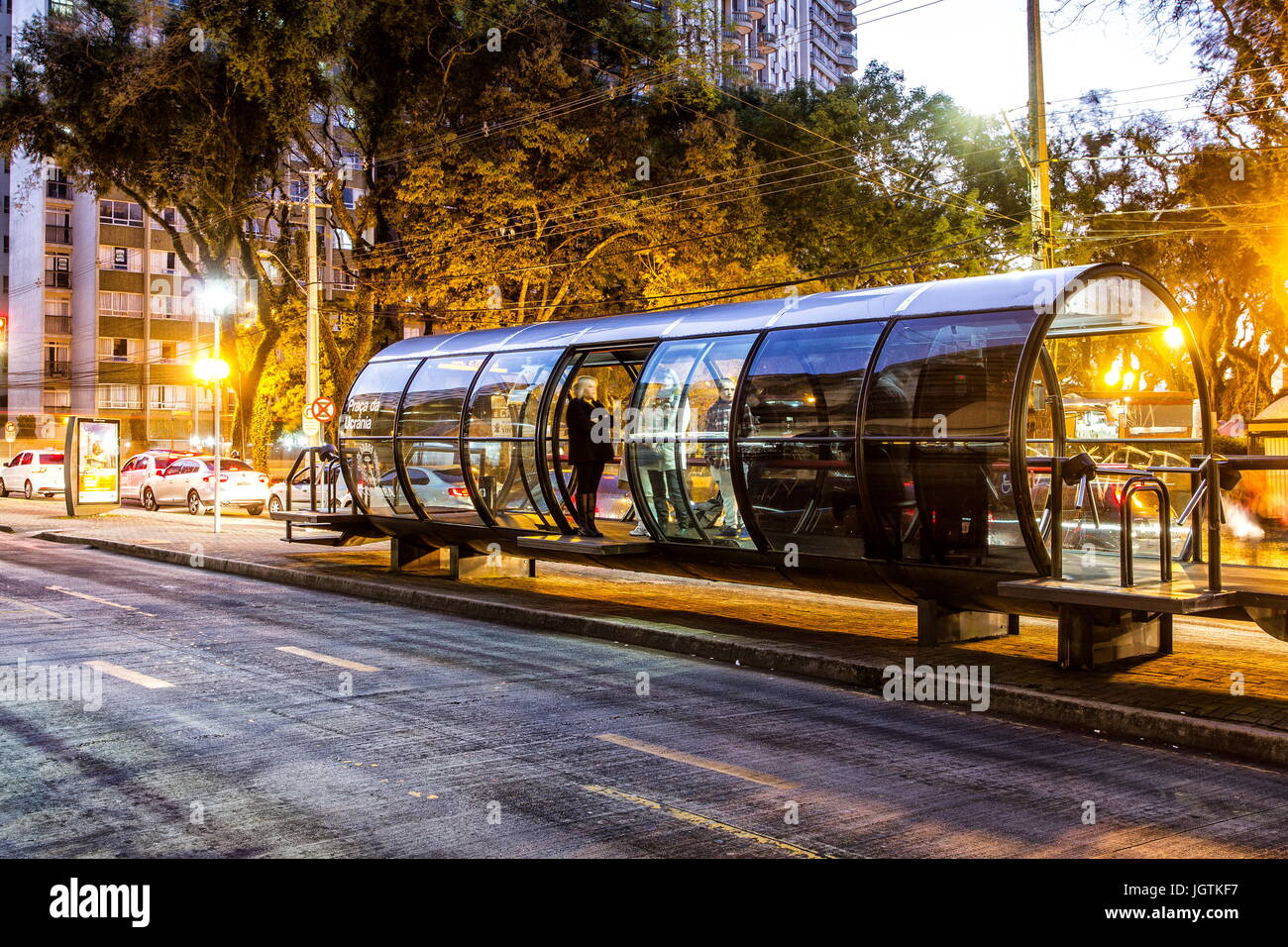 Tube bus stop. Curitiba, Parana, Brazil Stock Photo - Alamy
