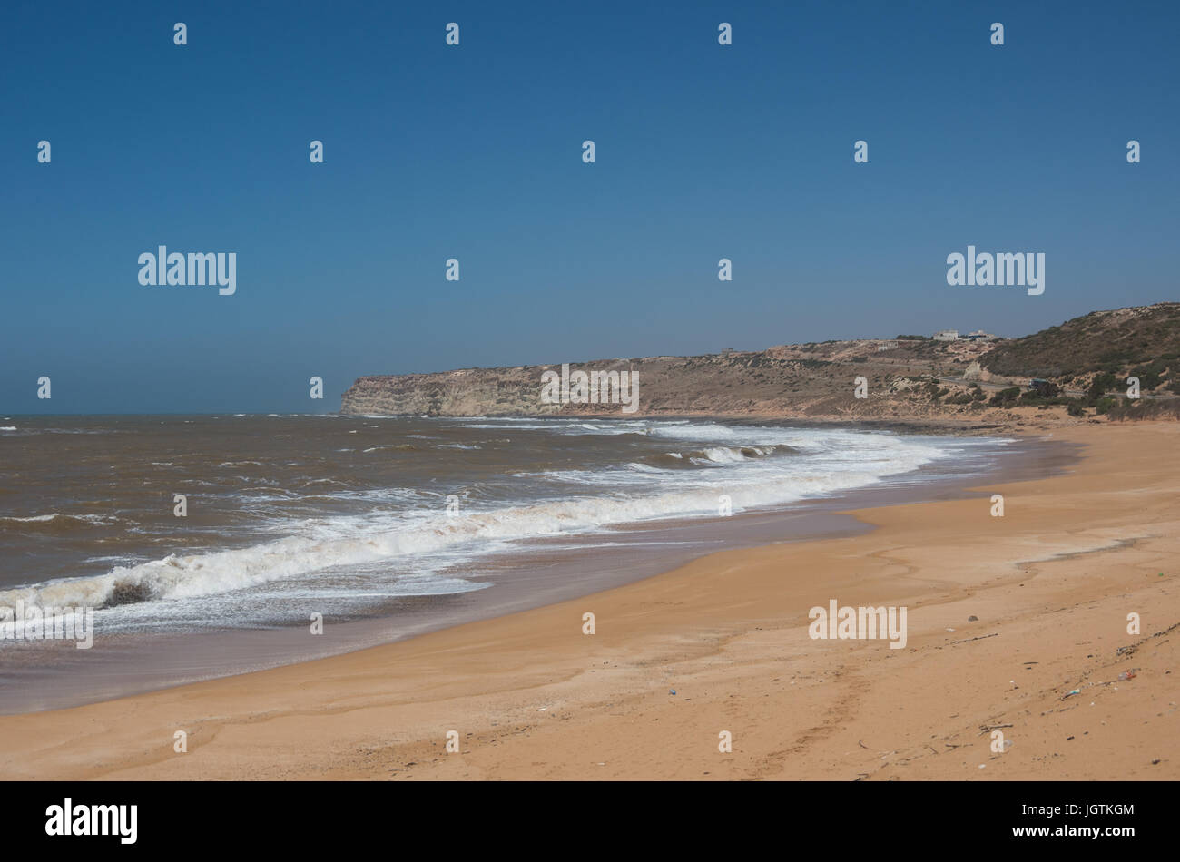 Atlantic ocean sand beach on central Morocco, near Safi town Stock ...