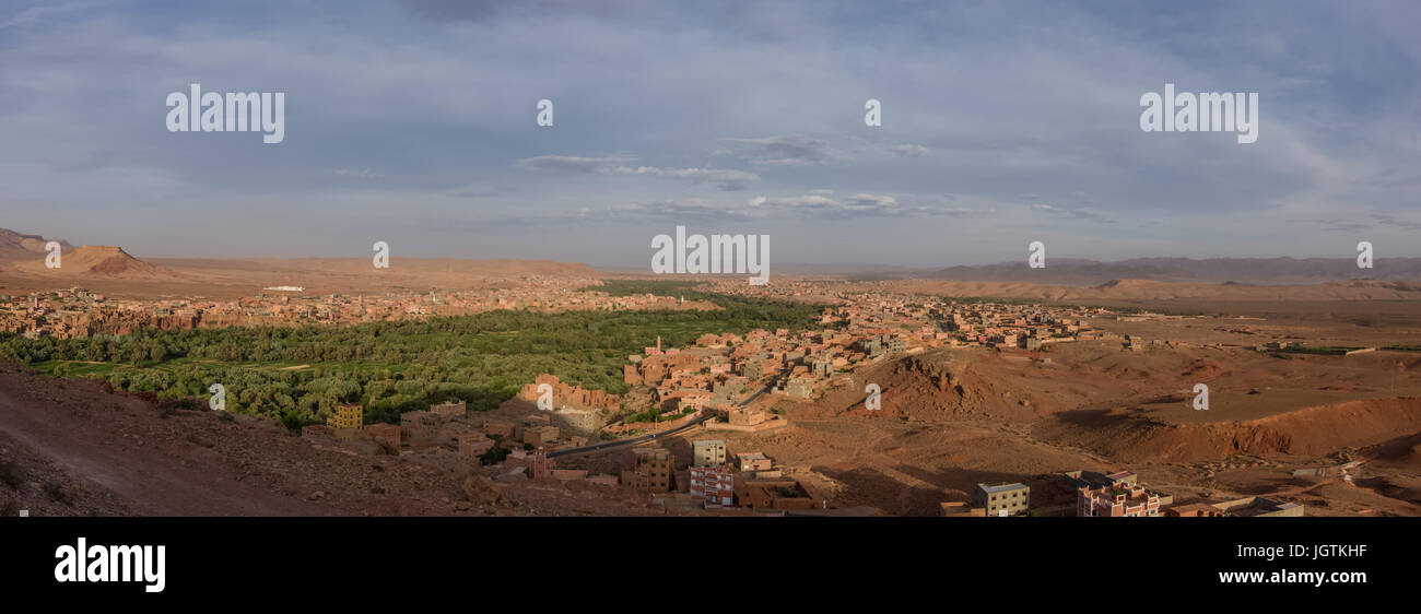 Panorama of Tinghir city in Morocco. Tinghir is an oasis on the Todgha ...