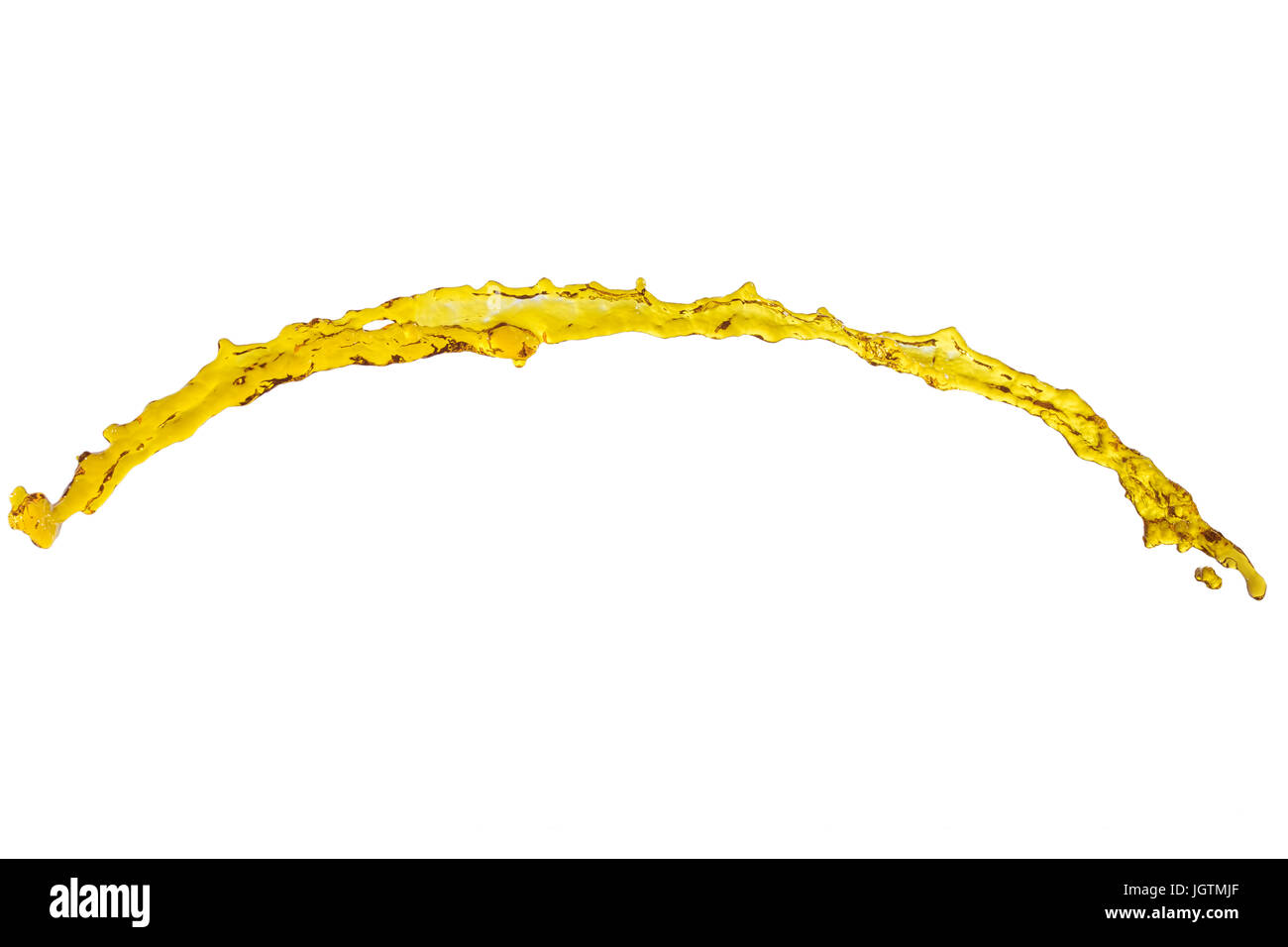 flying beautiful oil splah isolated over white background and drops ...