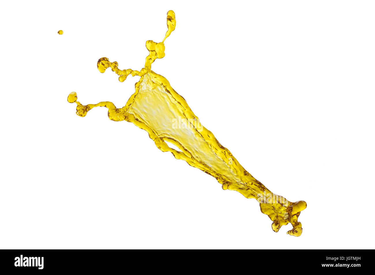 flying beautiful oil splah isolated over white background and drops ...