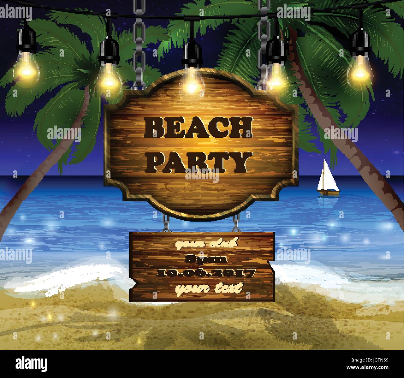summer wooden sign on tropical beach background Stock Vector Image ...
