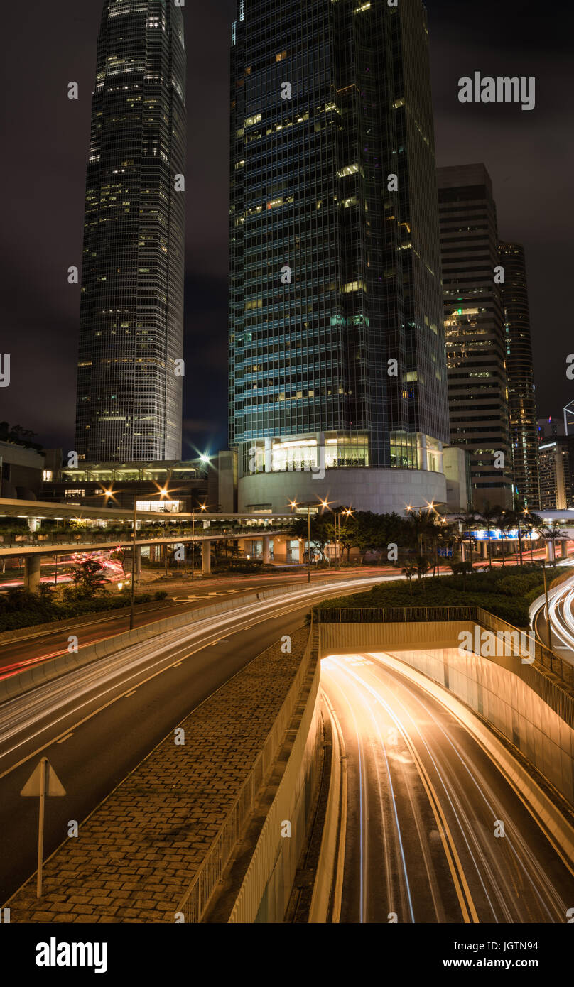 Hong Kong Central at night Stock Photo - Alamy