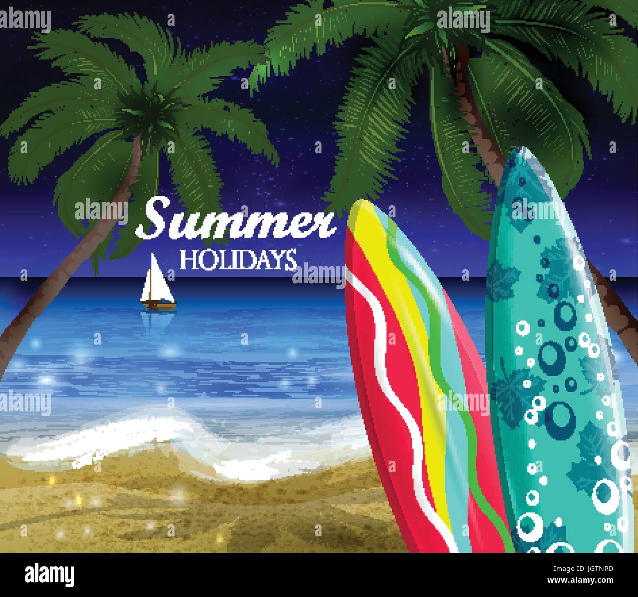 Palm trees at night Stock Vector Image & Art - Alamy