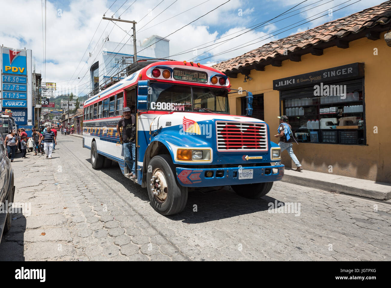 A bus in Chichicastenango, Chichicastenango is an indigenous Maya town ...