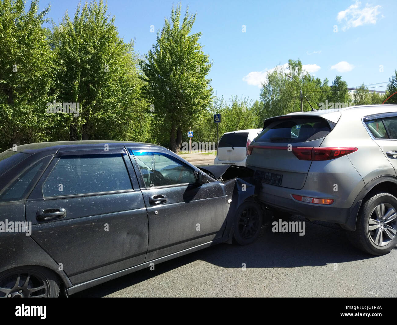 Two autos crashed Stock Photo - Alamy