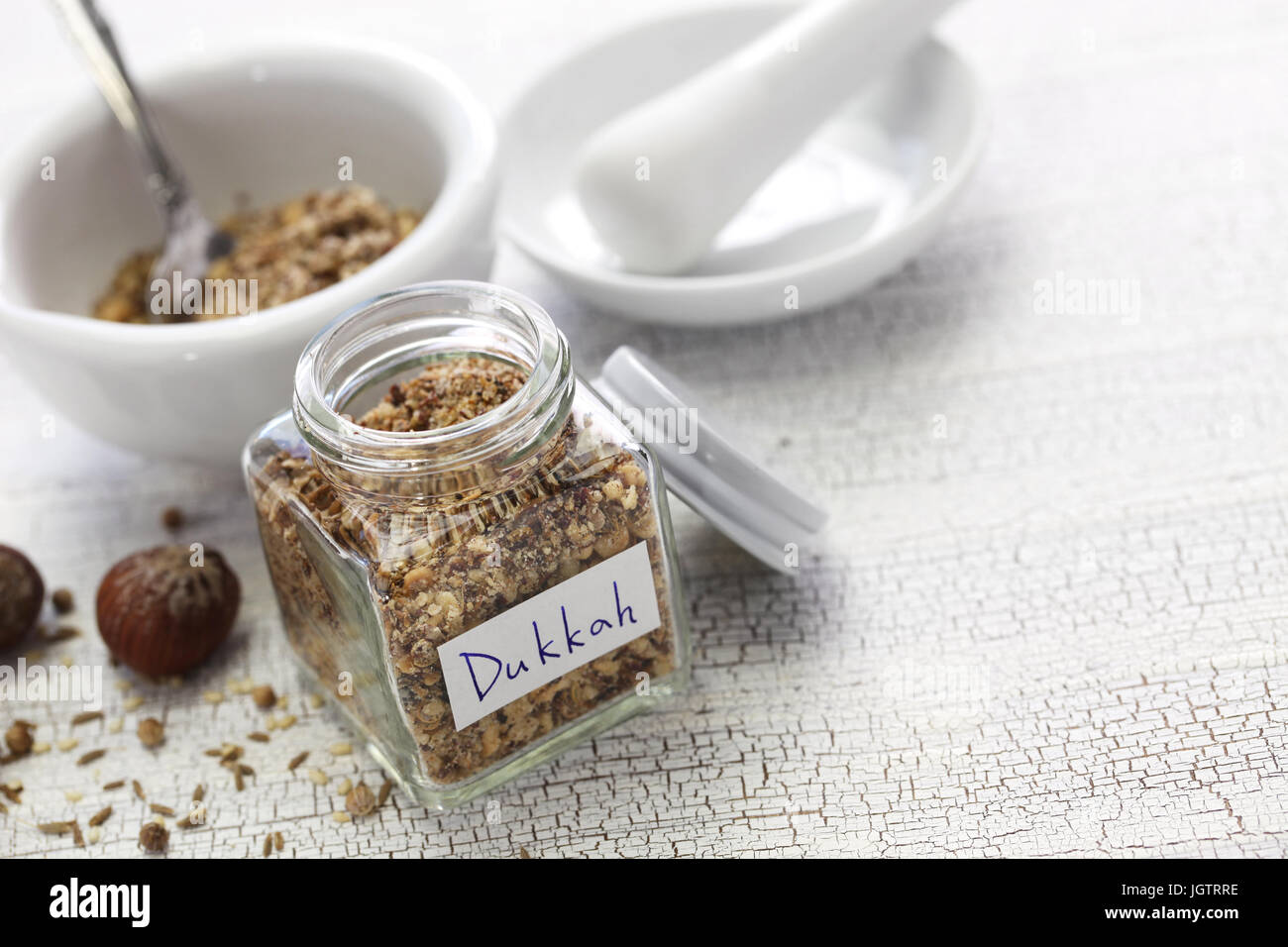 homemade dukkah, egyptian mixture of toasted nuts & spice seeds Stock ...