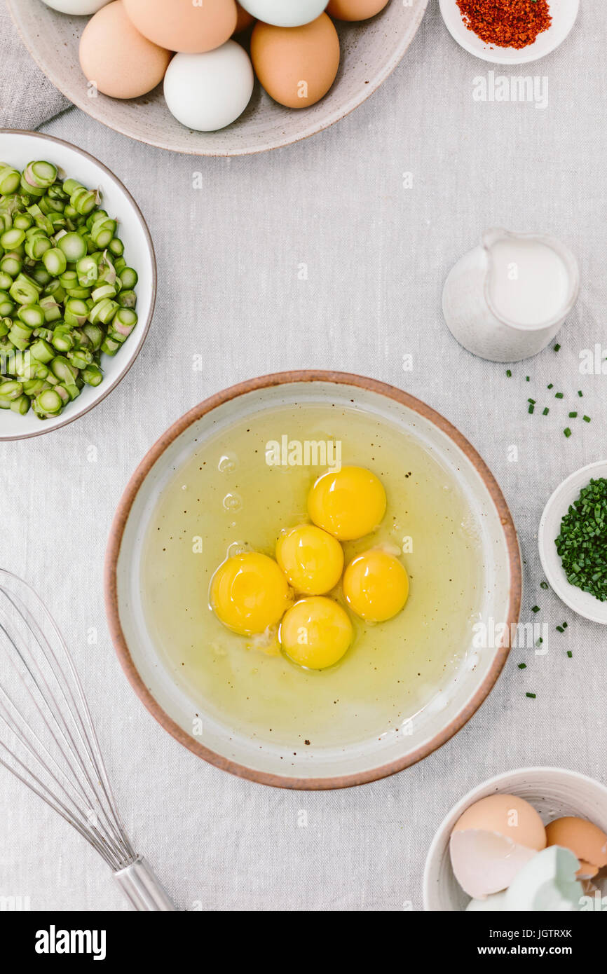 Breakfast Eggs Preparation Stock Photo - Alamy