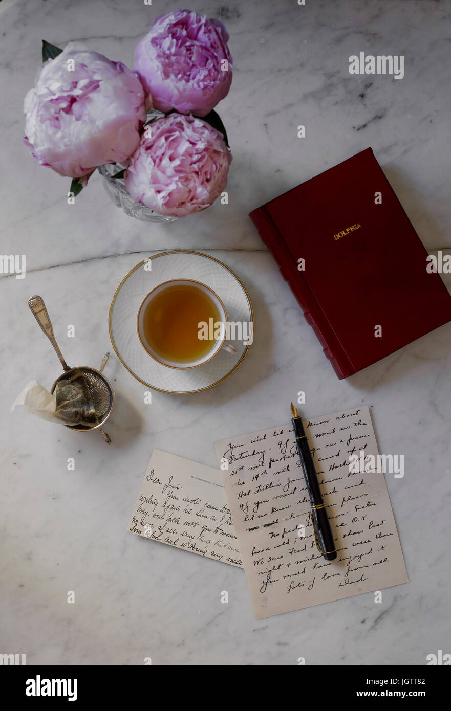 Evening Tea with a handwritten letter Stock Photo - Alamy