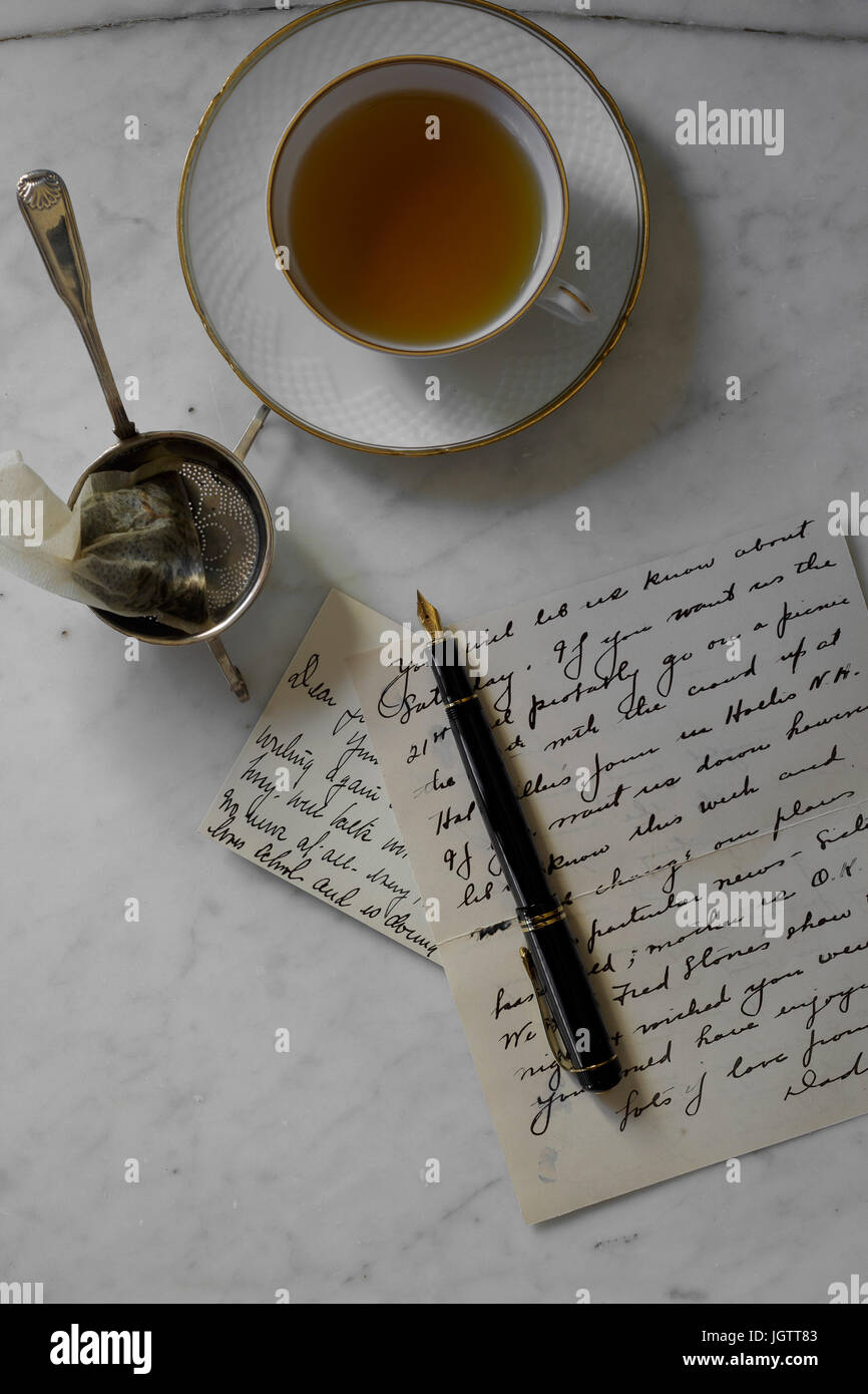 Evening Tea with a handwritten letter Stock Photo - Alamy