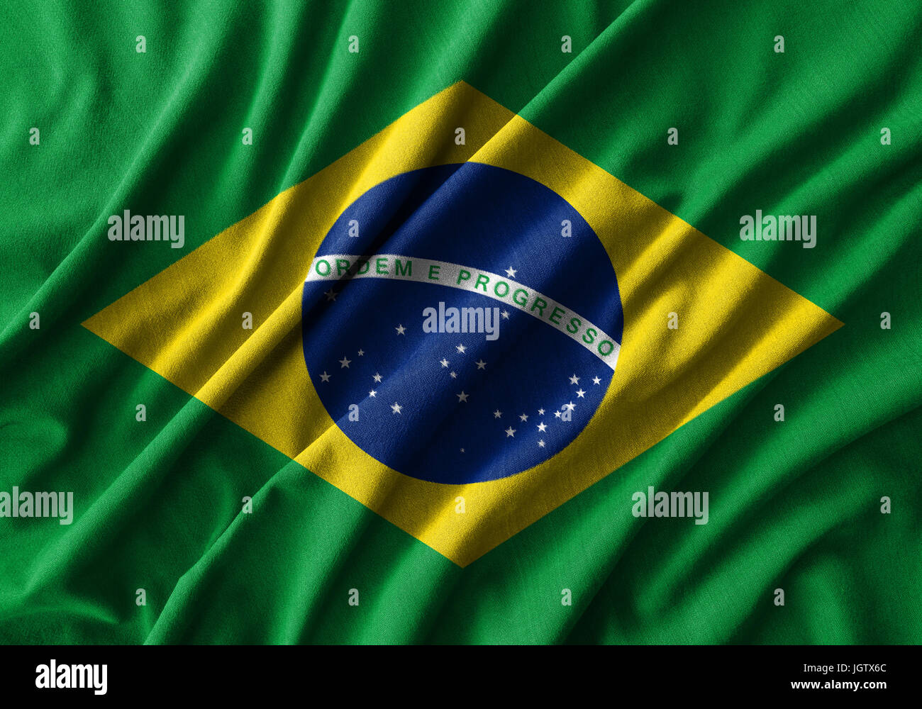 Brazil flag painting on high detail of wave cotton fabrics . 3D ...