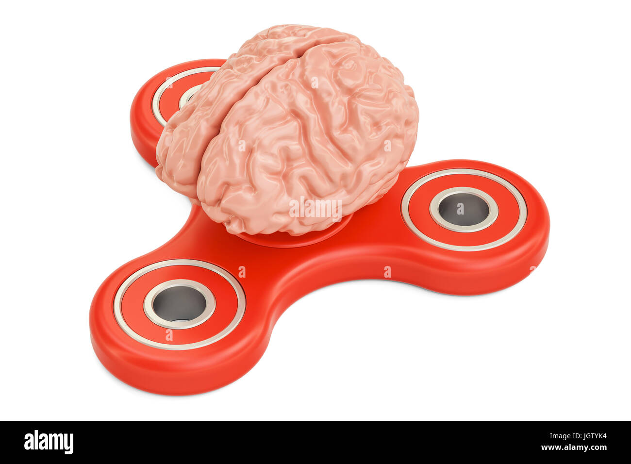 Fidget spinner with human brain, 3D rendering isolated on white ...