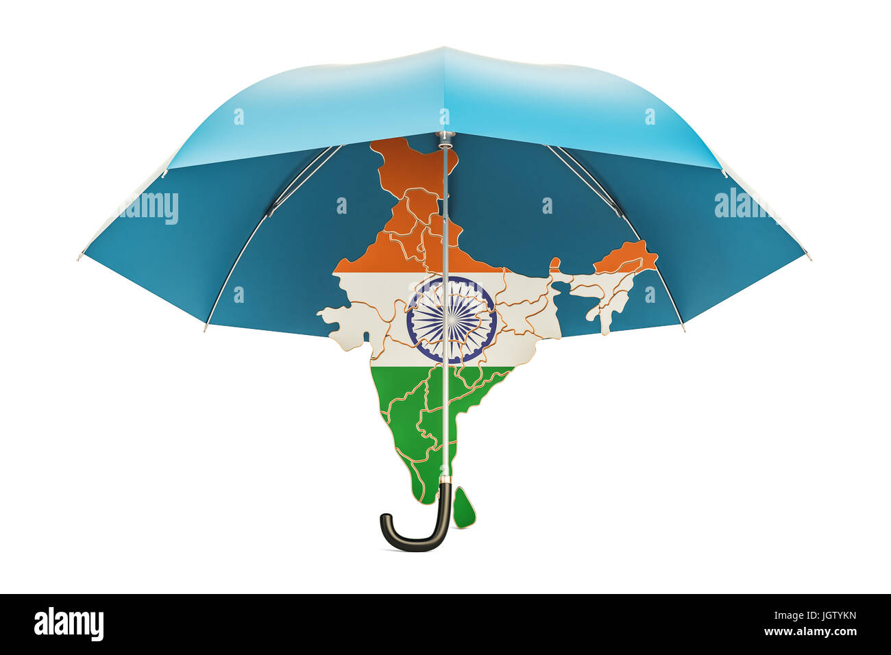 Indian map under umbrella. Security and protect or insurance concept ...